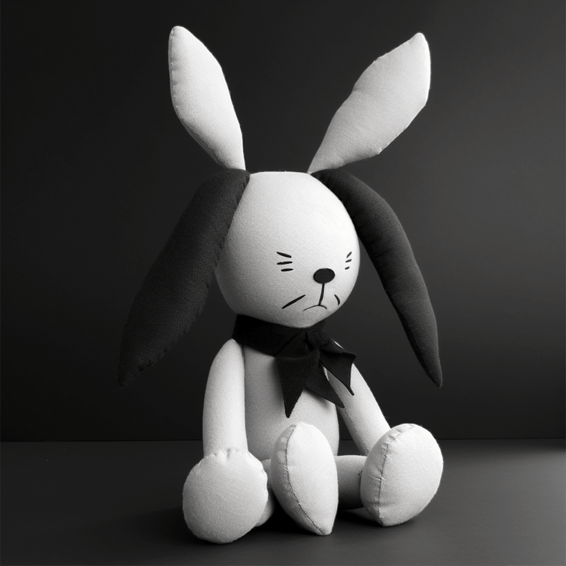 Angry Bunny Emo Black And White Stuffed Animal PlushThis - PlushThis