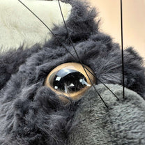 Cute Black Devon Rex Cat Plush