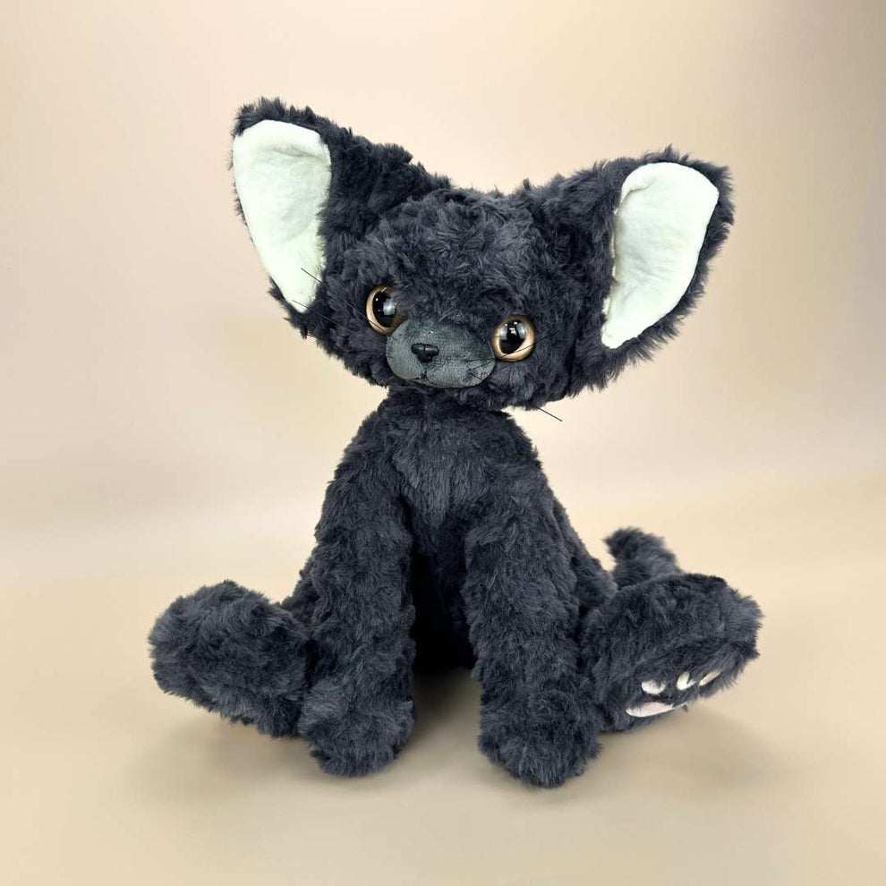 Cute Black Devon Rex Cat Plush – PlushThis| Plushies & Stuffed Animals