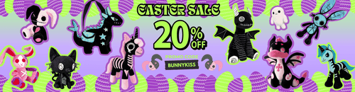 Goth Faceless Black Bunny Plush