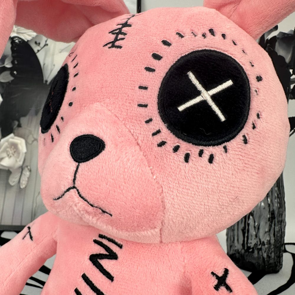Emo Pink Bunny Stuffed Animal with Crossed Eyes – PlushThis| Plushies & Stuffed Animals