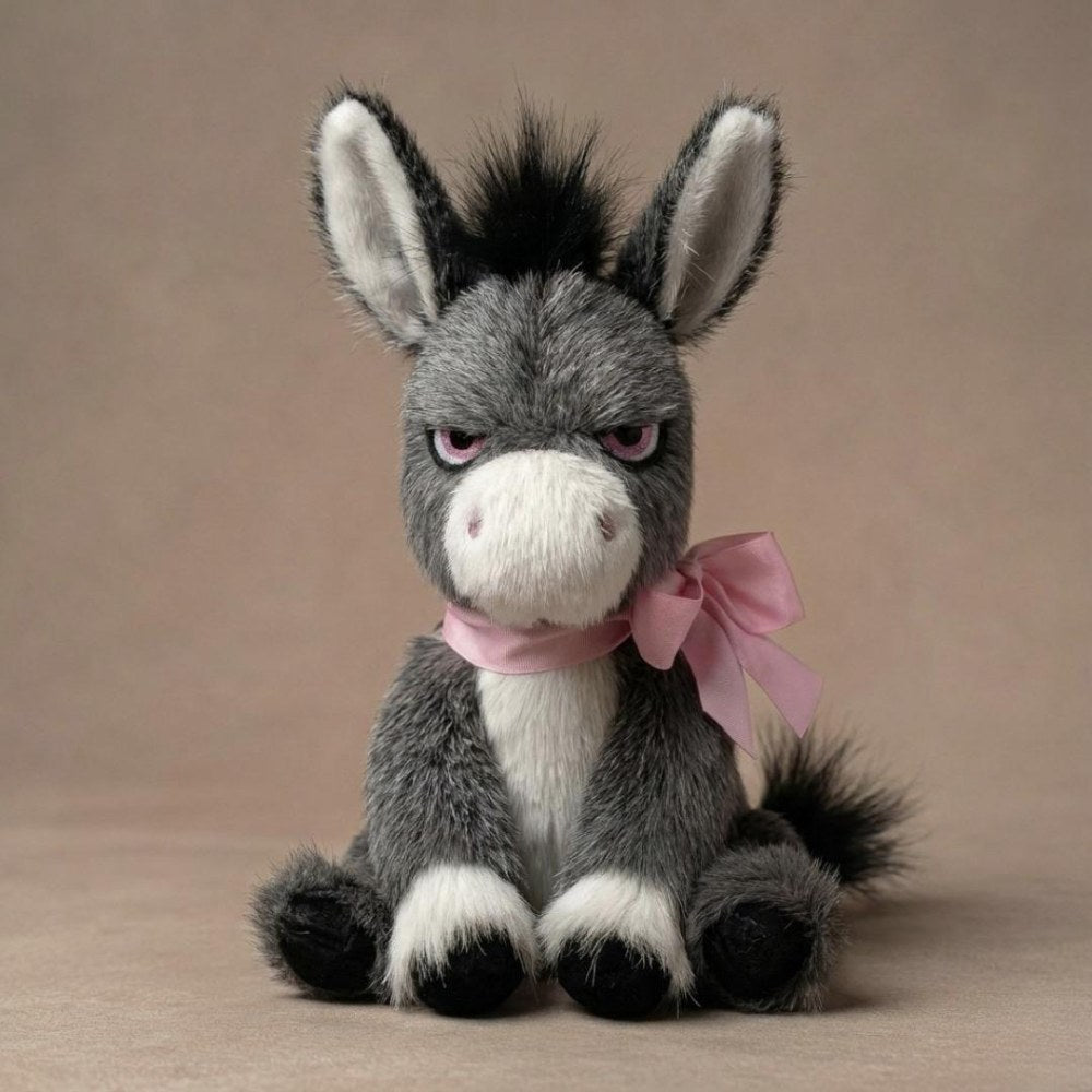 Emo Donkey with Pink Bow – PlushThis| Plushies & Stuffed Animals