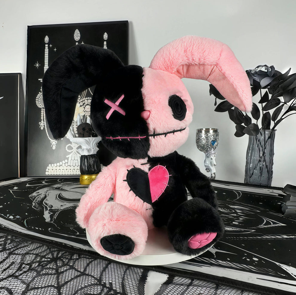 Goth Voodoo Pink and Black Bunny Plush – PlushThis| Plushies & Stuffed Animals